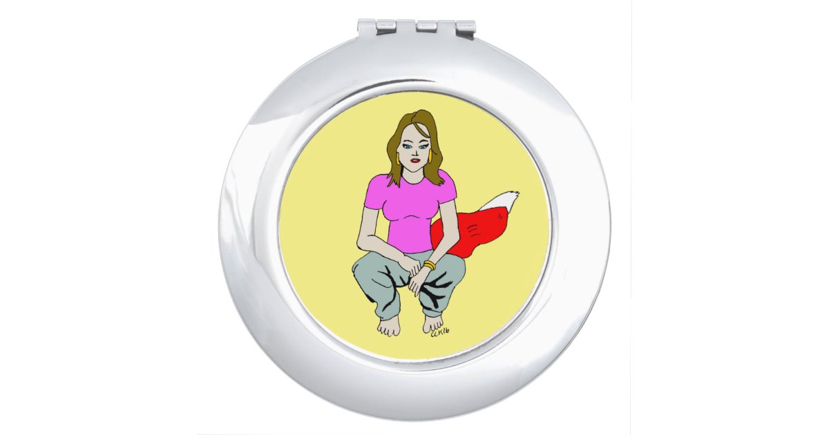 foxy girl compact mirror | Zazzle
