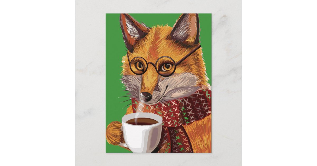 Foxy Tea Time Postcard | Zazzle