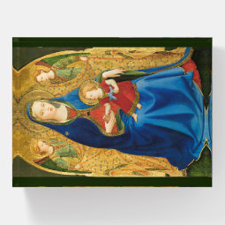 Fra Angelico Virgin of the Pomegranate Paperweight | Zazzle