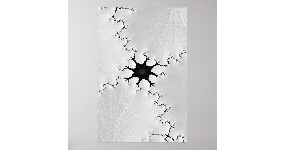 Fracked Black and White Cracked Fractal Abstract Poster | Zazzle