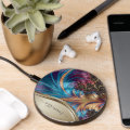 Fractal Blue Gold Personalized Wireless Charger | Zazzle