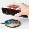 Fractal Blue Gold Personalized Wireless Charger | Zazzle