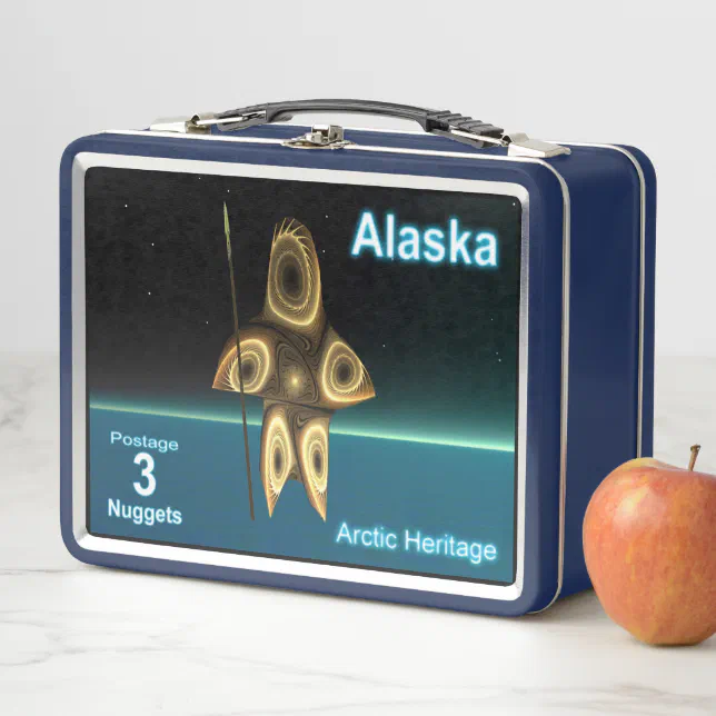 Fractal Inuit Hunter - Alaska Postage Metal Lunch Box | Zazzle