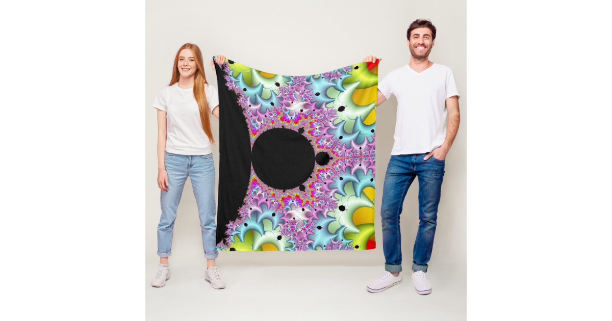 Fractal Mandelbrot Multicolor Fleece Blanket Zazzle 