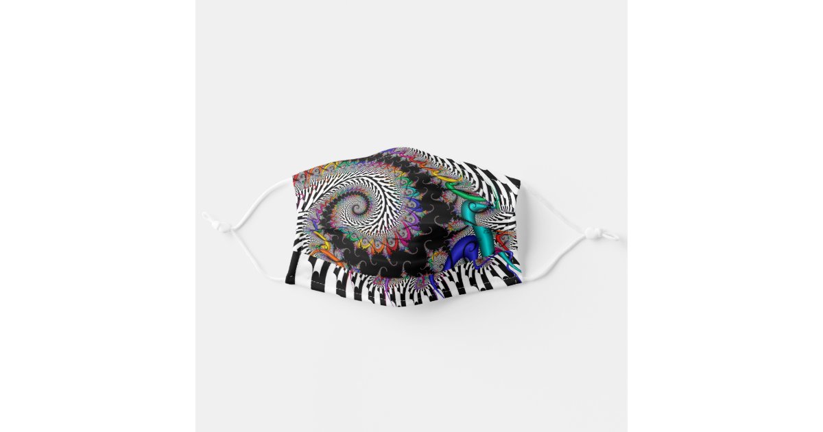 Fractal Rainbow Spiral Black White Abstract Adult Cloth Face Mask | Zazzle