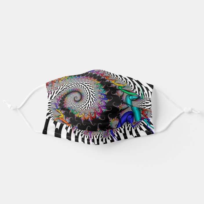 Fractal Rainbow Spiral Black White Abstract Adult Cloth Face Mask ...