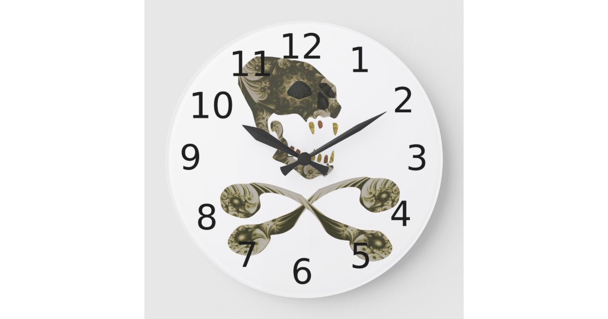 Fractal Skull and Crossbone Large Clock | Zazzle