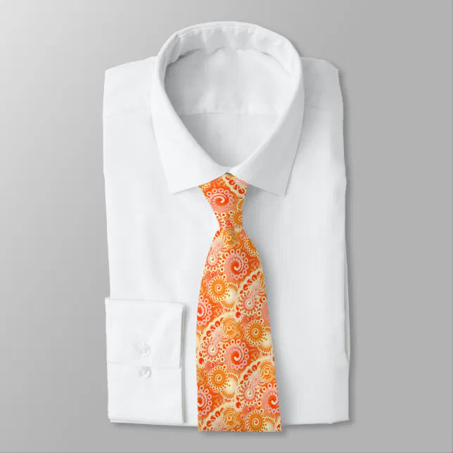 coral patterned tie