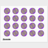 Fractal Warp Purple Green Psychedelic Classic Round Sticker | Zazzle