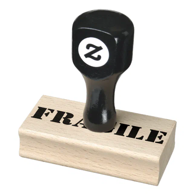 Fragile Custom rubber stamp with wooden handle | Zazzle
