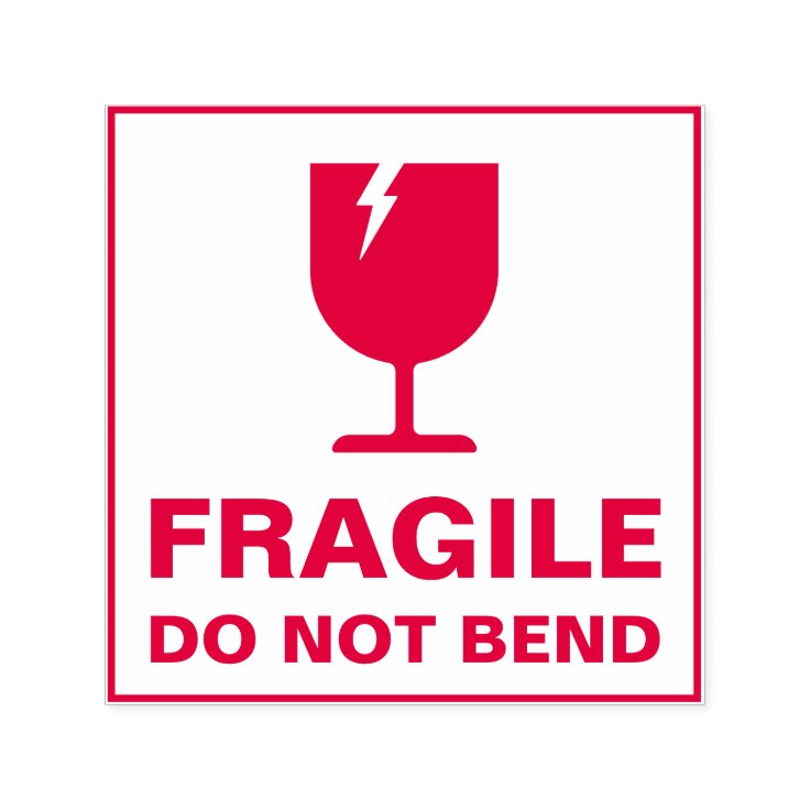 Fragile Do Not Bend Custom Image Text Self-inking Stamp | Zazzle
