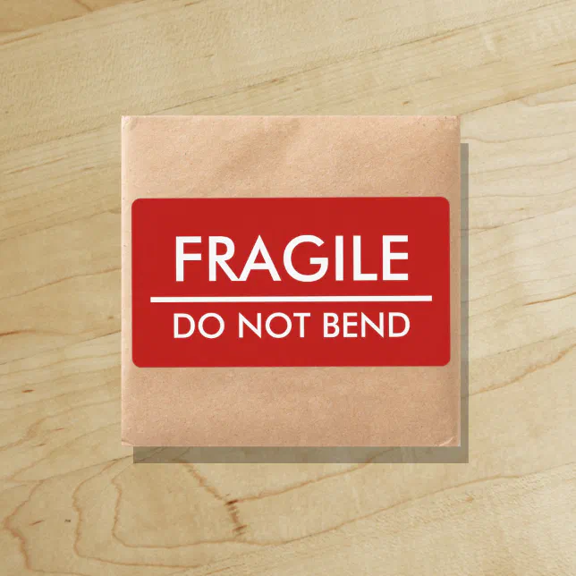 Fragile / Do Not Bend Red Bold Mailing Label | Zazzle