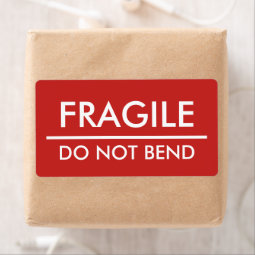Fragile / Do Not Bend Red Bold Mailing Label | Zazzle