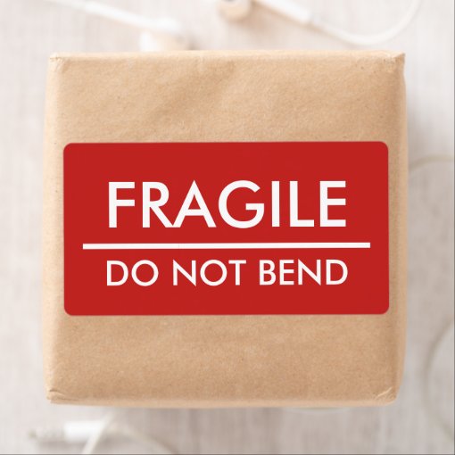 Fragile / Do Not Bend Red Bold Mailing Label | Zazzle