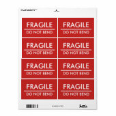 Fragile / Do Not Bend Red Bold Mailing Label | Zazzle