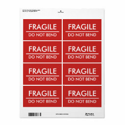 Fragile / Do Not Bend Red Bold Mailing Label | Zazzle