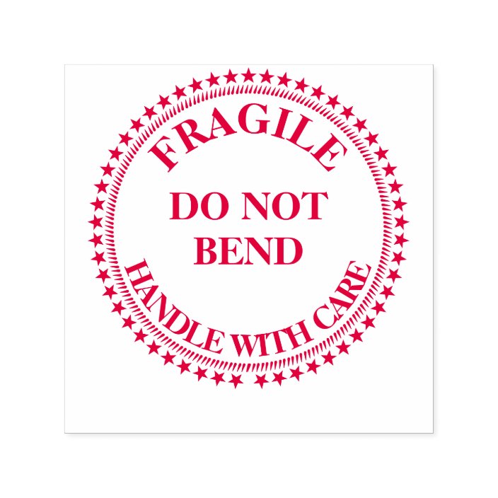 Fragile do not bend round red DIY Self-inking Stamp | Zazzle.com