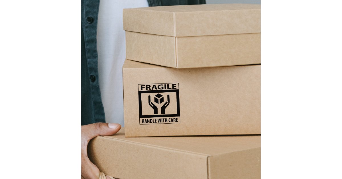 Fragile Handle With Care, Packaging Rubber Stamp | Zazzle