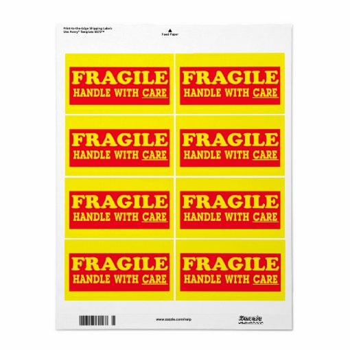 Fragile Handle With Care Shipping Label | Zazzle