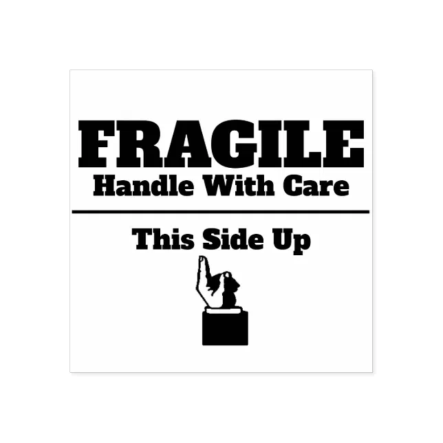 Fragile Handle With Care this side up hand small Rubber Stamp | Zazzle