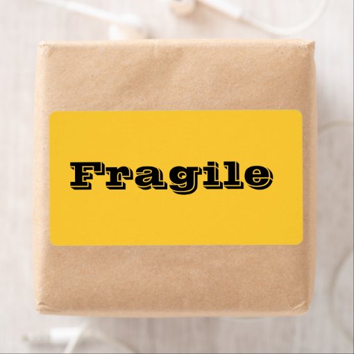 Fragile Moving Labels in Yellow Orange | Zazzle
