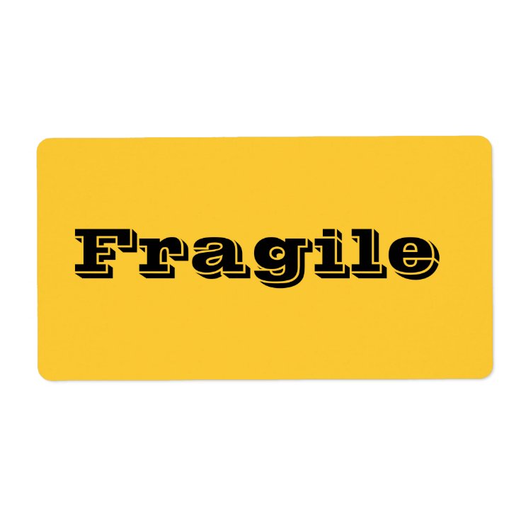 Fragile Moving Labels in Yellow Orange | Zazzle