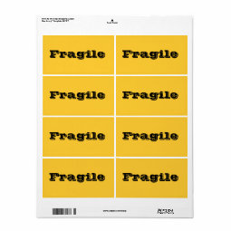 Fragile Moving Labels in Yellow Orange | Zazzle