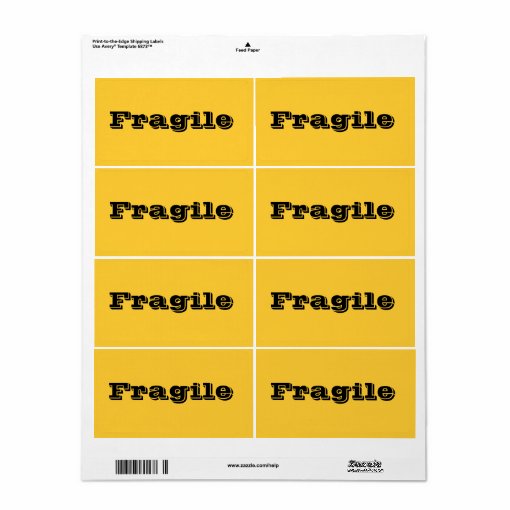 Fragile Moving Labels in Yellow Orange | Zazzle