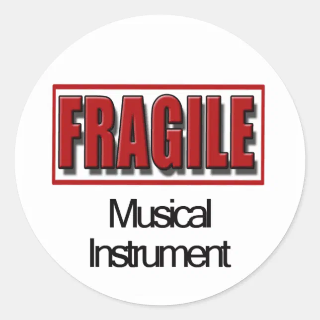 Fragile Musical Instrument Stickers | Zazzle