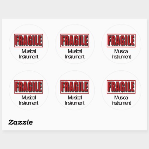 Fragile Musical Instrument Stickers | Zazzle