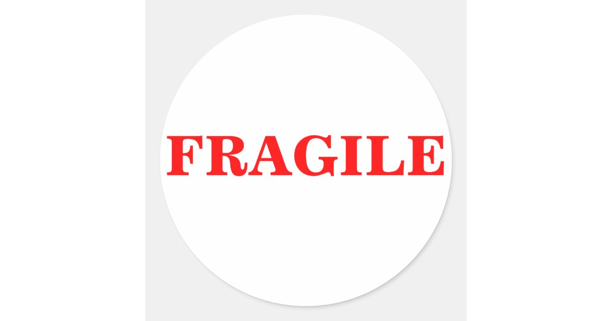 FRAGILE package shipping label Classic Round Sticker | Zazzle