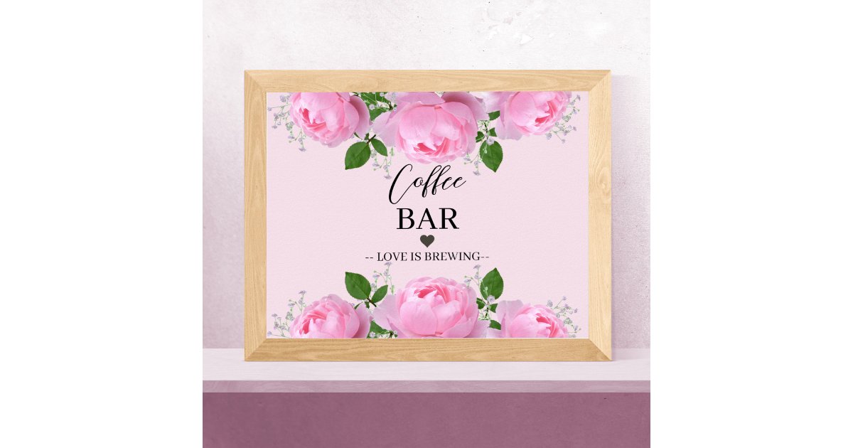 Fragrant Pink Roses, Coffee Bar Poster | Zazzle