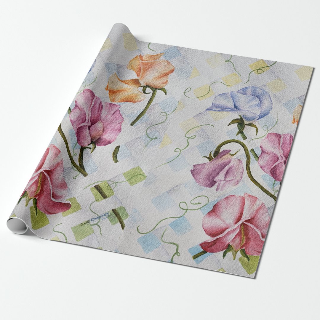FRAGRANT SWEET PEAS WRAPPING PAPER | Zazzle