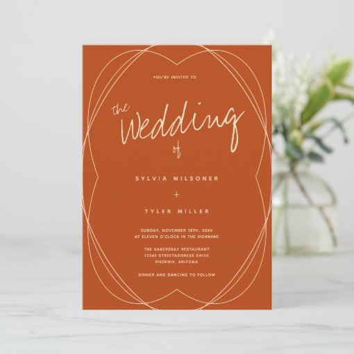 Frame Burnt Orange Wedding Invitation | Zazzle