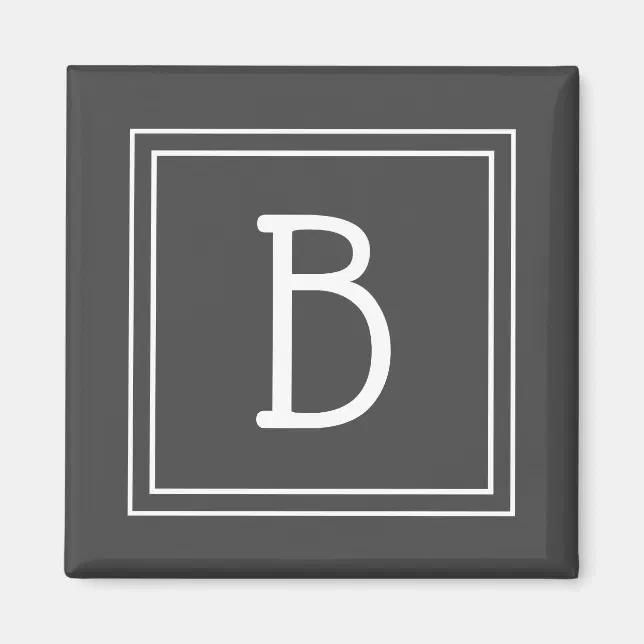 Framed Modern Monogrammed Letter Initial Gray Magnet | Zazzle