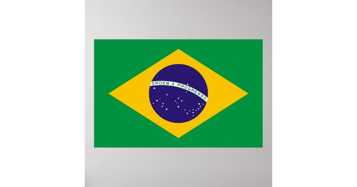 Framed print with Flag of Brazil | Zazzle