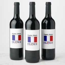 France and French Flag with Your Name Wine Label | Zazzle