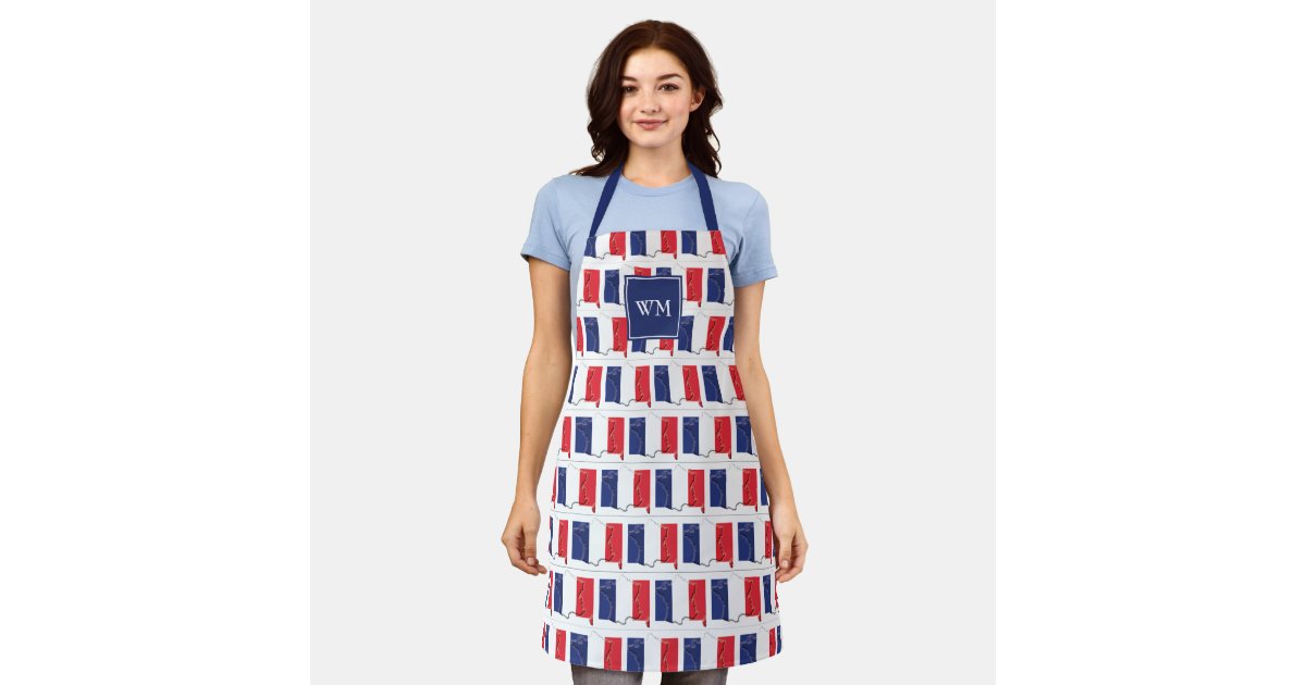 FRANCE FLAG MAP | Monogram | French Apron | Zazzle