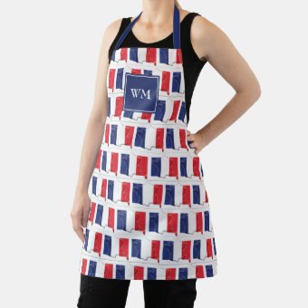 FRANCE FLAG MAP | Monogram | French Apron | Zazzle