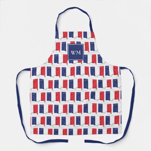 FRANCE FLAG MAP | Monogram | French Apron | Zazzle