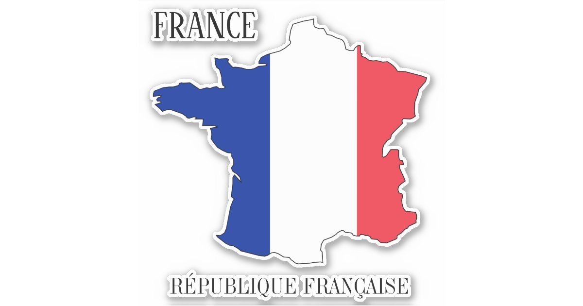 France Flag Map Outline Sticker | Zazzle