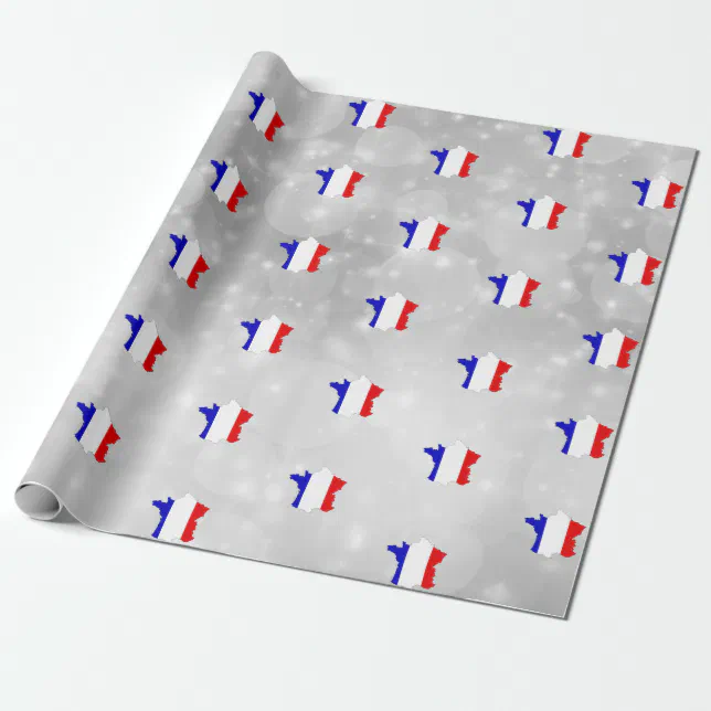 France French Flag Map Wrapping Paper | Zazzle