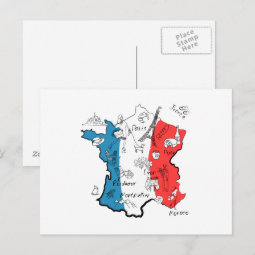 France Illustrated Map Postcard | Zazzle