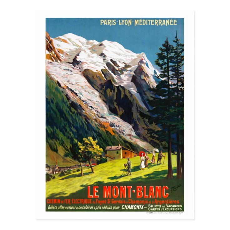 France Le Mont Blanc Travel Poster Restored Postcard | Zazzle