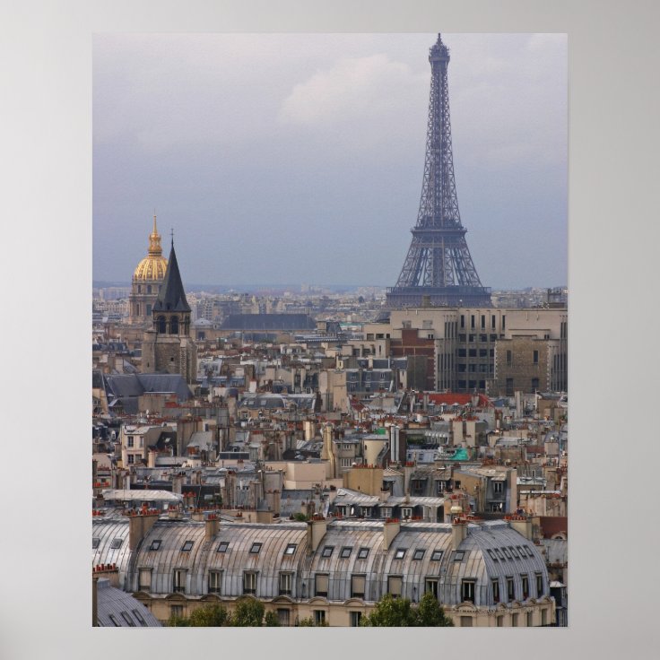 France, Paris, cityscape with Eiffel Tower Poster | Zazzle