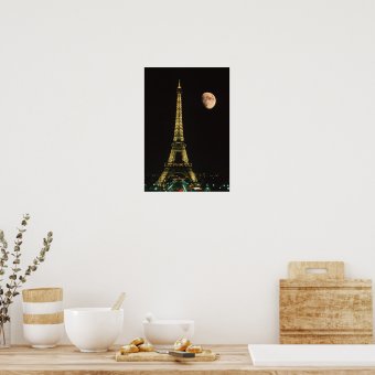 France, Paris. Eiffel Tower at night with Poster | Zazzle