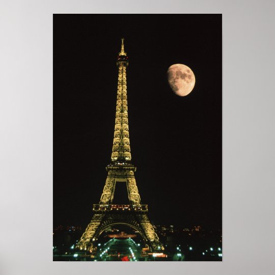 France, Paris. Eiffel Tower at night with Poster | Zazzle.com