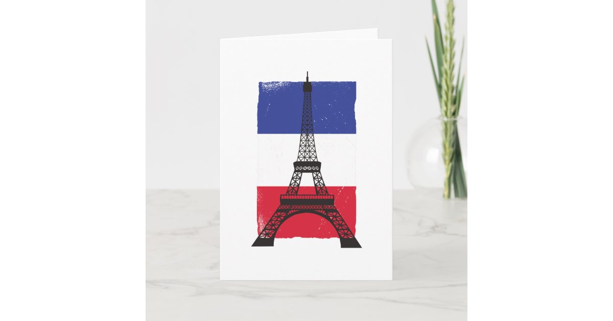 France Paris French Flag Card | Zazzle