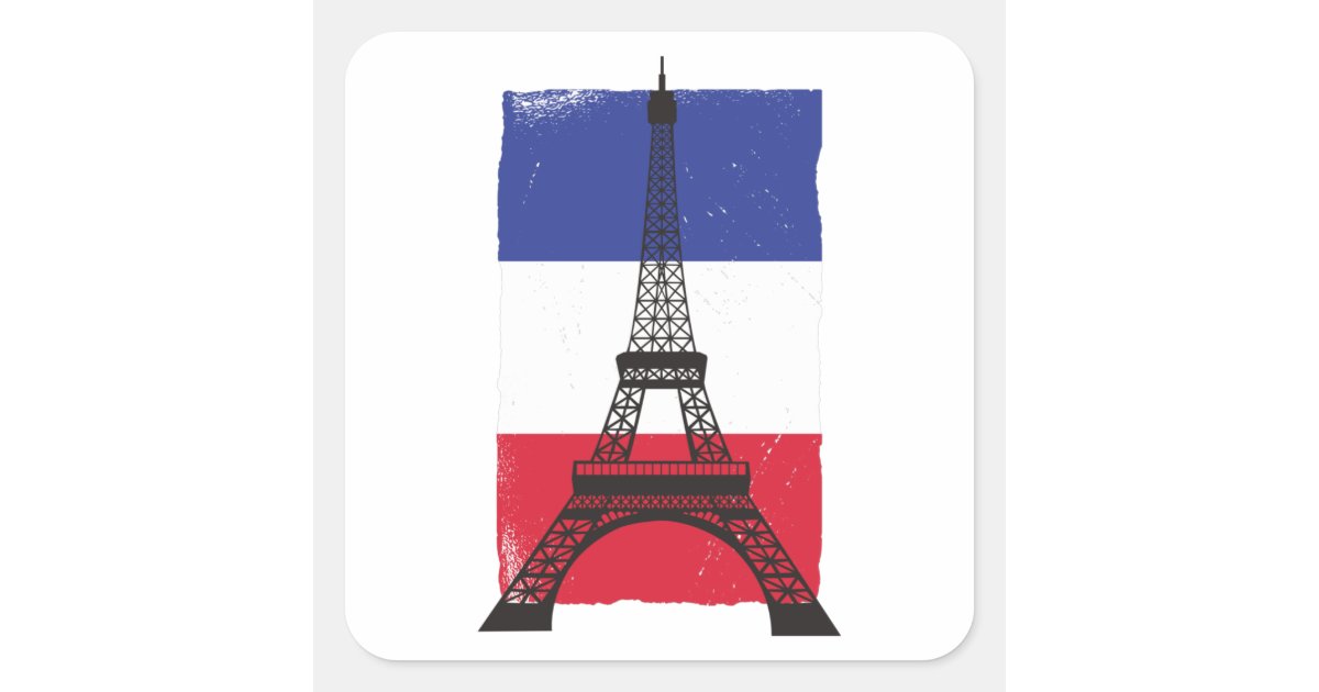 France Paris French Flag Square Sticker | Zazzle