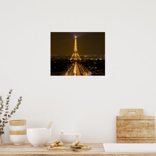 France, Paris. Nighttime view of Eiffel Tower Poster | Zazzle